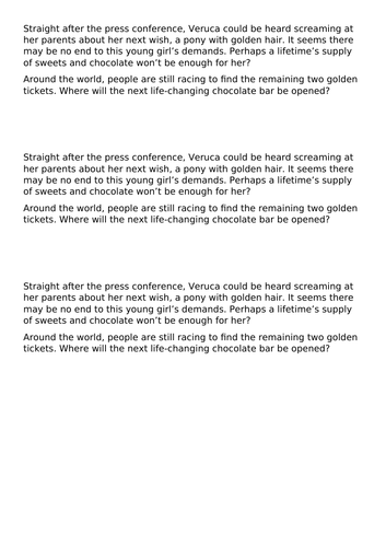 Charlie And The Chocolate Factory Writing Complete 6 Week Unit Teaching Resources