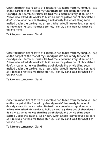 Charlie And The Chocolate Factory Writing Diary Entry 5 Lessons Teaching Resources