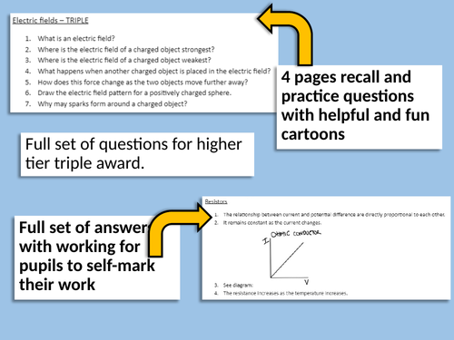 AQA Physics GCSE P2 Triple - Electricity recall and practice Qs ...