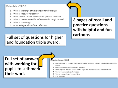 AQA Physics GCSE P6 Triple - Waves recall and practice Qs | Teaching ...