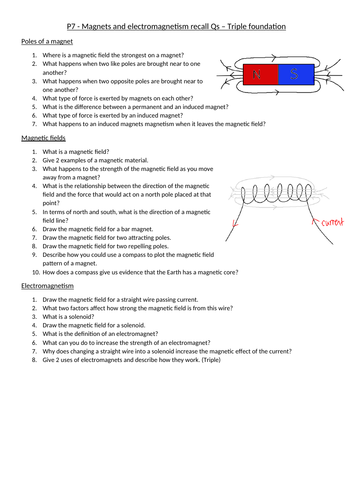 AQA Physics GCSE P7 Triple - Magnetism and electromagnetism recall and ...