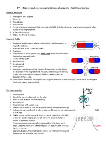 AQA Physics GCSE P7 Triple - Magnetism and electromagnetism recall and ...