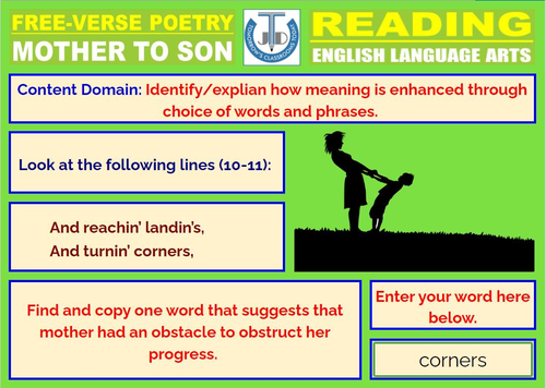 READING A FREE-VERSE POETRY - MOTHER TO SON - 86 BOOM CARDS | Teaching ...