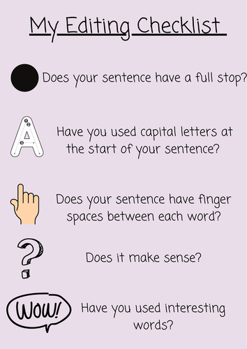 Writing Editing Checklist | Teaching Resources