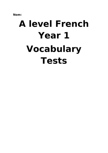 AQA A Level French vocabulary booklet Year 1 | Teaching Resources