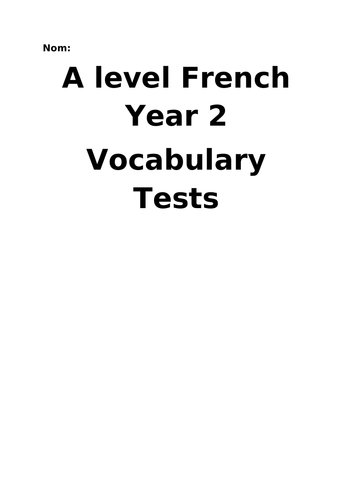 AQA A Level French vocabulary booklet Year 2 | Teaching Resources