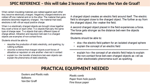 Electrical charges &fields AQA GCSE PHYSICS | Teaching Resources Electrical charges &fields AQA GCSE PHYSICS | Teaching Resources