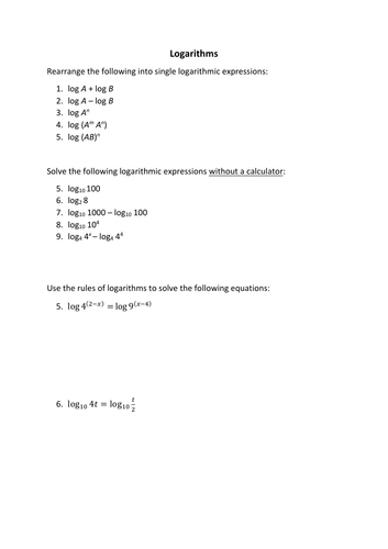 BTec Engineering - Logarithms (PowerPoint and worksheet) | Teaching ...