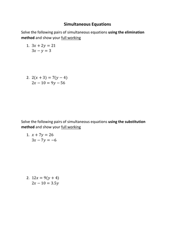 BTec Engineering - Simultaneous Equations (PowerPoint + Worksheet ...