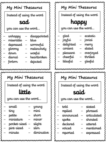 My Mini Thesaurus | Teaching Resources