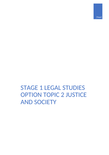 Stage 1 Legal Studies - Option Topic Justice | Teaching Resources