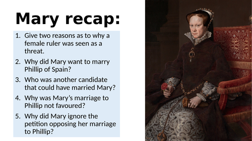 OCR A Level Tudors - Mid Tudor Crisis: Mary I | Teaching Resources