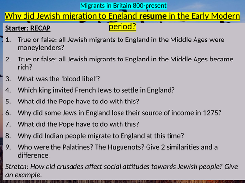 Why did Jewish migration to England resume in the Early Modern period ...