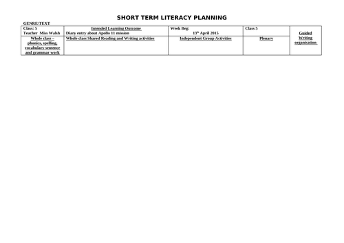 Short Term Literacy Lesson Plans Year 5 Autumn Spring Summer Terms ...