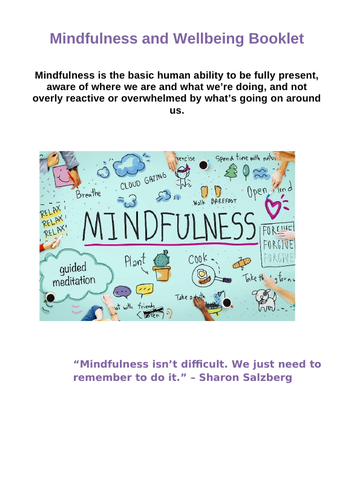 Mindfulness and Wellbeing Booklet | Teaching Resources