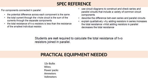 SERIES & PARALLEL CIRCUITS AQA GCSE PHYSICS | Teaching Resources