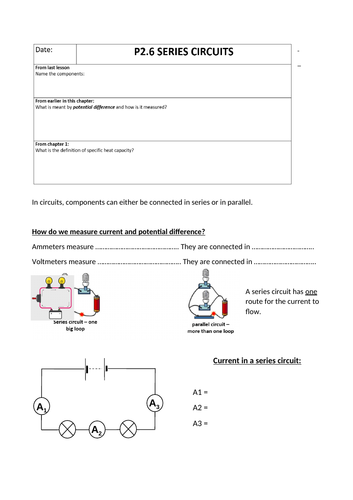 SERIES & PARALLEL CIRCUITS AQA GCSE PHYSICS | Teaching Resources