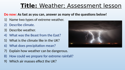 Geography KS3 Weather and Climate of the UK. Full SoW - 9 lessons ...