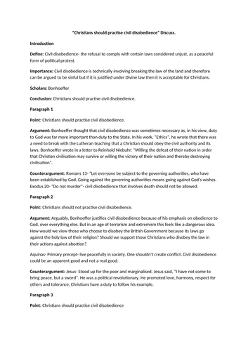 Christian Moral Actions ESSAY PLANS- Philosophy & Ethics A Level OCR ...