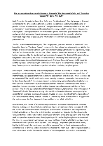 A Level English ESSAY on The Presentation of Women in 'The Handmaid's ...