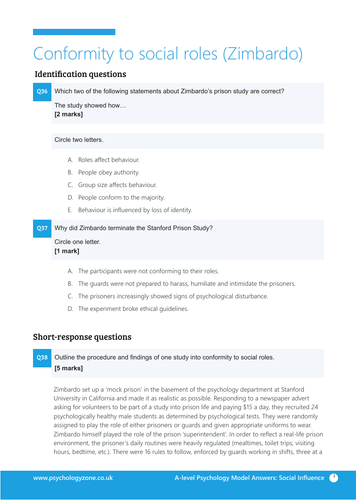 AQA A Level Psychology Exam Notes and Model Answers: Conformity to ...