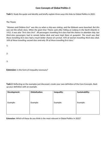 Global Politics: Core Concepts 3 | Teaching Resources
