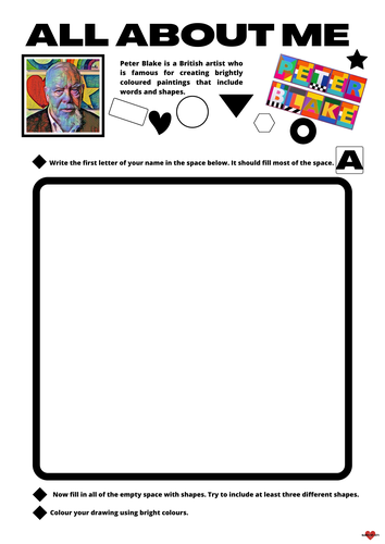KS1 / KS2 All about me art worksheets | Teaching Resources