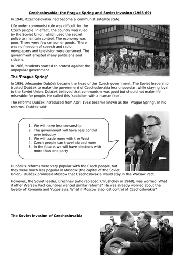 Prague Spring Czechoslovakia | Teaching Resources