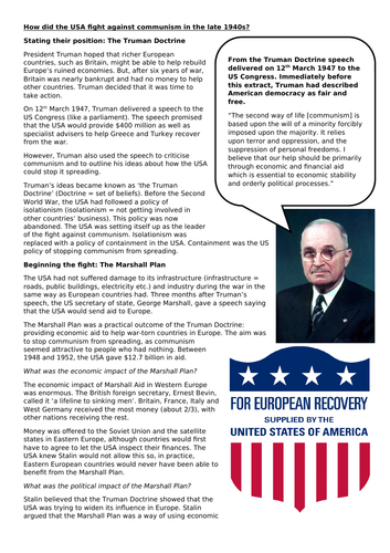 Truman Doctrine Marshall Plan | Teaching Resources
