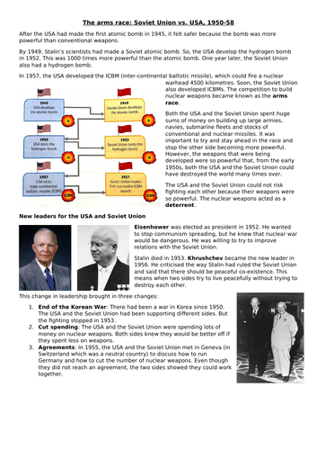 The arms race Cold War | Teaching Resources