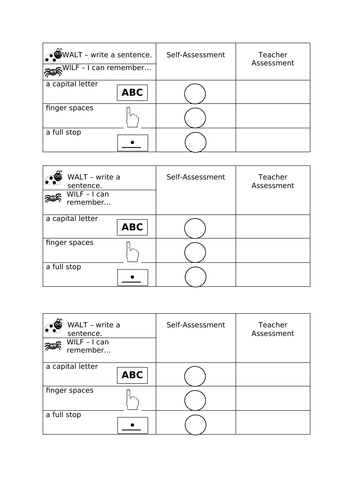 Writing Assessments (self and teacher) | Teaching Resources