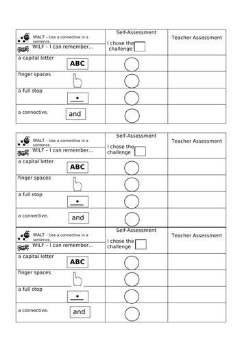 Writing Assessments (self and teacher) | Teaching Resources