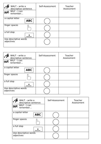 Writing Assessments (self and teacher) | Teaching Resources