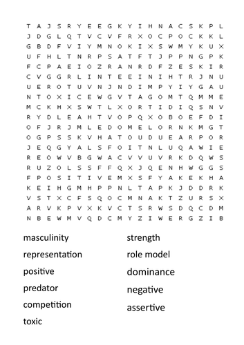 Masculinity word search | Teaching Resources