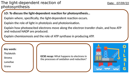 AS/A2-Level AQA Biology Light dependent reaction of photosynthesis Full ...