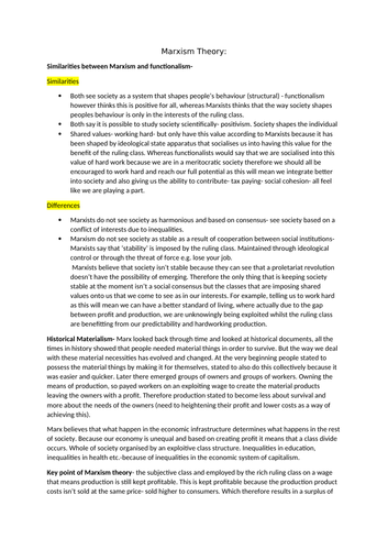 Marxism Theory revision notes | Teaching Resources