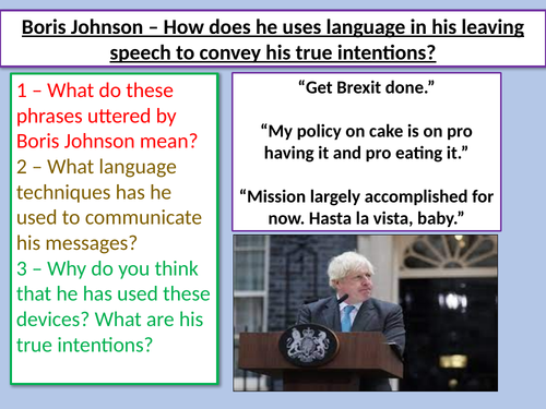 Boris Johnson Speech Language Analysis | Teaching Resources