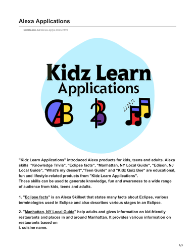 Kidz learn Applications | Teaching Resources