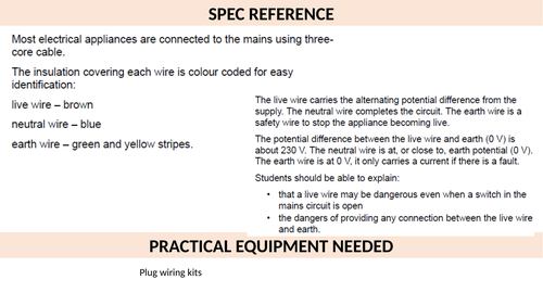 PLUGS & CABLES GCSE AQA PHYSICS | Teaching Resources