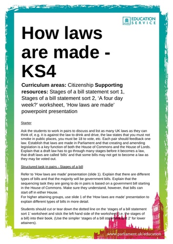 Unit 6 Government and the Protective Services Level 3 | Teaching Resources