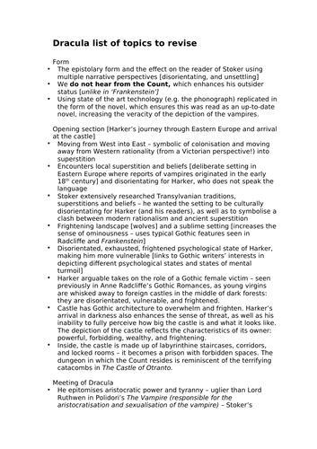 Dracula teaching notes: key concepts to cover for Gothic OCR | Teaching ...
