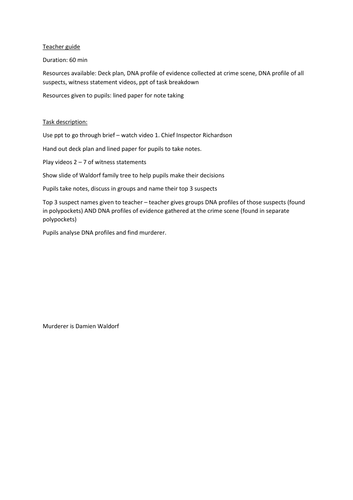 Interactive murder mystery DNA profiling game | Teaching Resources Interactive murder mystery DNA profiling game | Teaching Resources