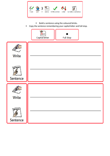 Sentence writing template using visuals | Teaching Resources