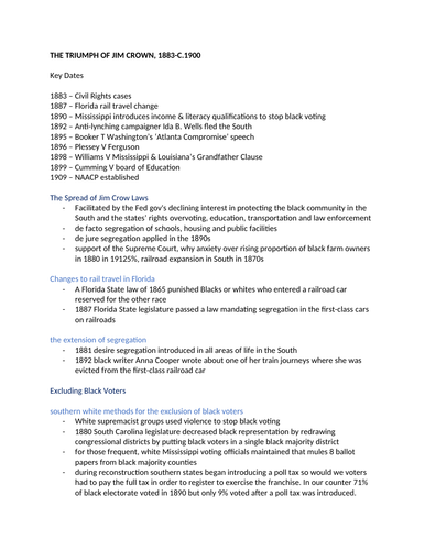 CIVIL RIGHTS & RACE RELATIONS IN THE USA 1865-2009 - A LEVEL HISTORY ...