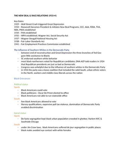 CIVIL RIGHTS & RACE RELATIONS IN THE USA 1865-2009 - A LEVEL HISTORY ...