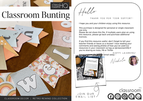RETRO REWIND Classroom Bunting Pack | Retro Classroom Decor | Teaching ...