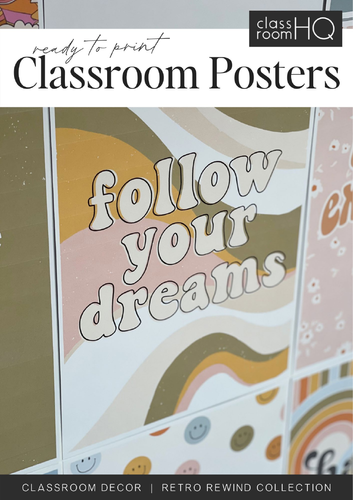 RETRO REWIND Growth Mindset Inspirational Classroom Posters | Inclusive ...