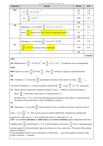 Differentiation | Edexcel A level Maths Exam Questions | Teaching Resources Differentiation | Edexcel A level Maths Exam Questions | Teaching Resources