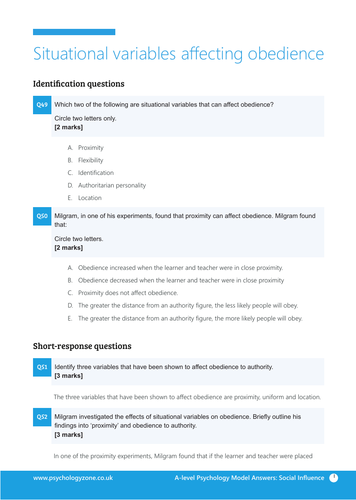 AQA A Level Psychology Exam Notes and Model Answers: Situational ...