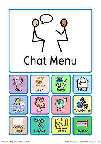 Chat Menu SEND Communication Aid | Teaching Resources
